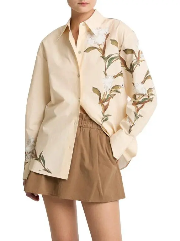 Vince Iris Print Longline Shirt - Ecru
