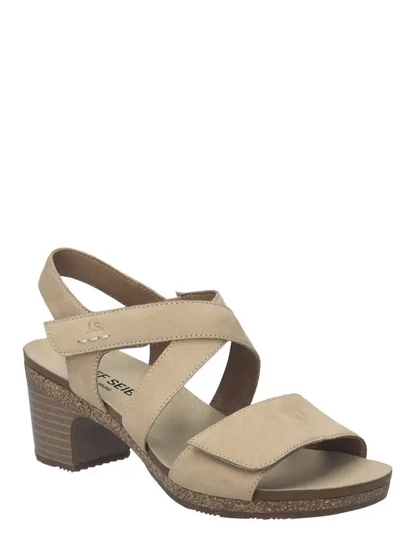 Josef Seibel Grace Ankle Strap Block Heel Sandal - Beige