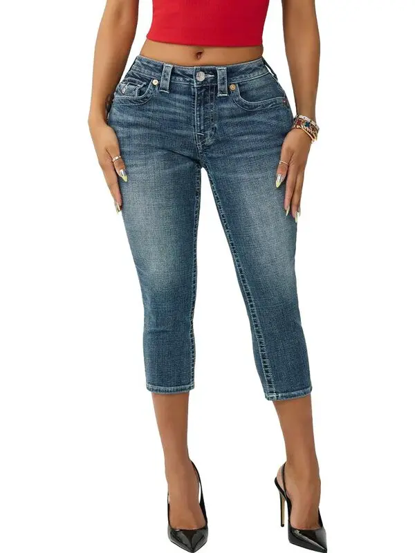 True Religion Jennie Curvy Capri Jeans - Blue Radiance