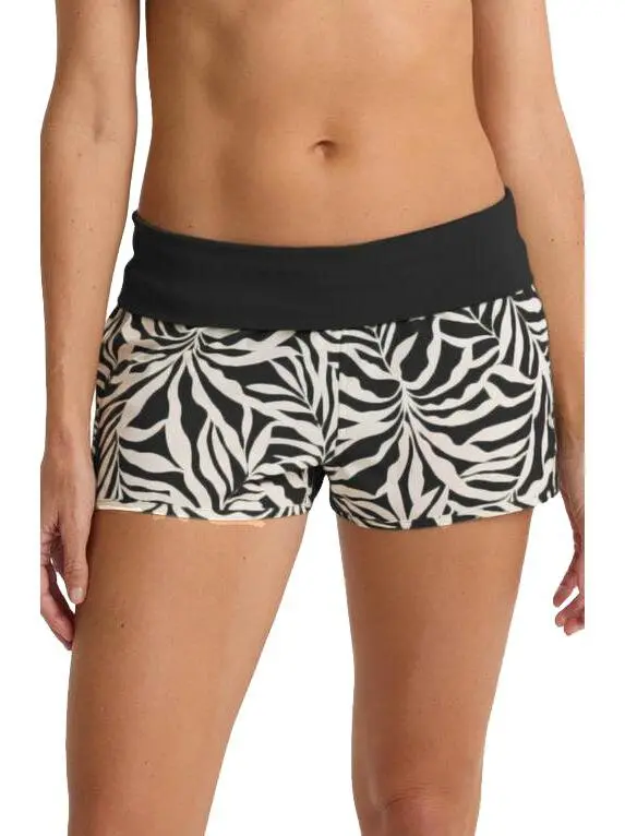 Roxy Printed Swim Shorts - Black/white