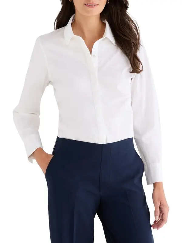 NIC+ZOE Pintuck Button-up Shirt - Paper White