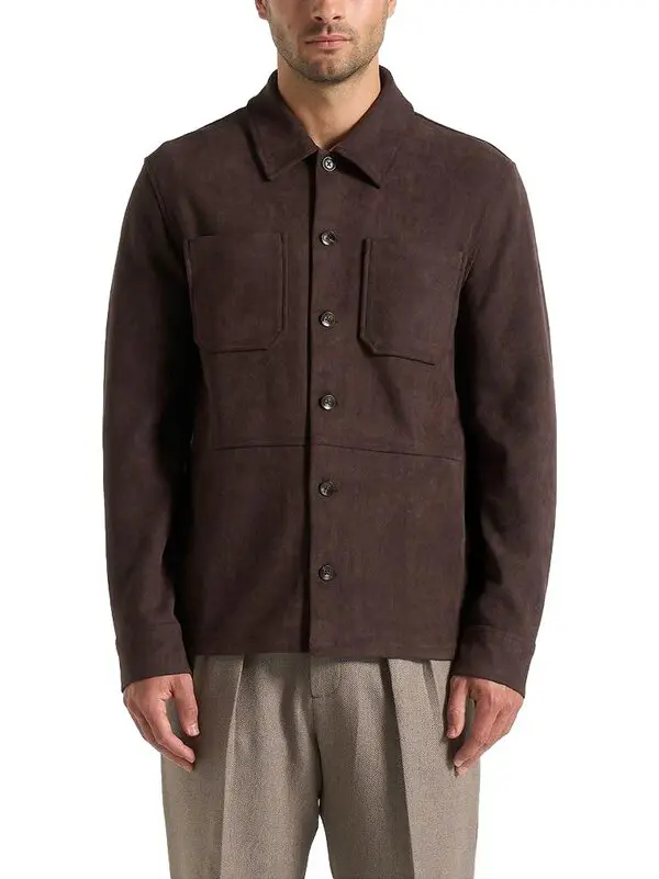 Manière De Voir Thomas Suede Long Sleeve Shirt - Brown