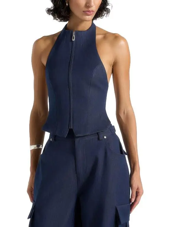 Manière De Voir Claudette Halterneck Backless Top - Indigo