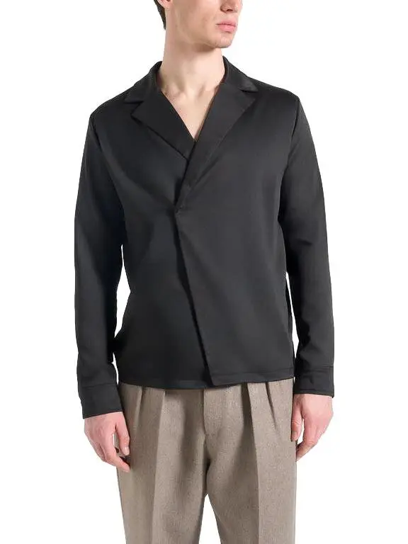Manière De Voir Alban Satin Double Breasted Shirt - Black