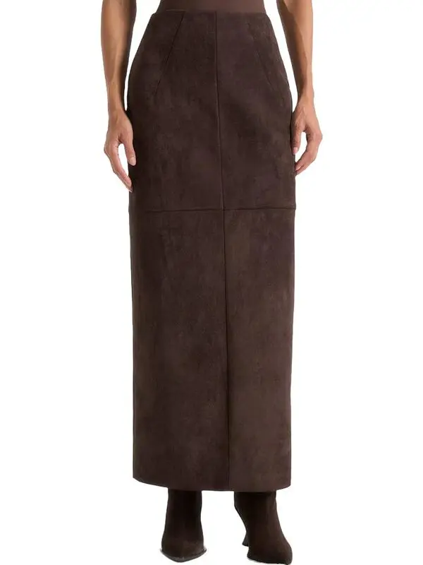 Manière De Voir Suede Maxi Skirt - Brown