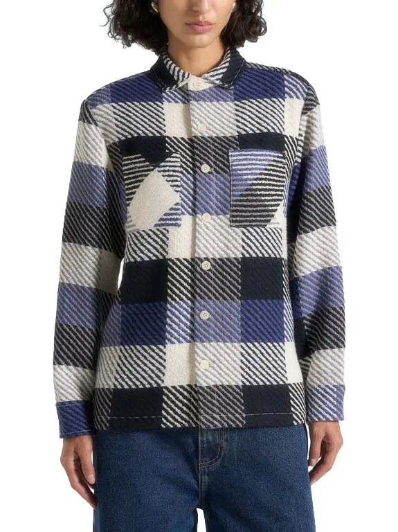 Manière De Voir Rune Check Overshirt - Navy