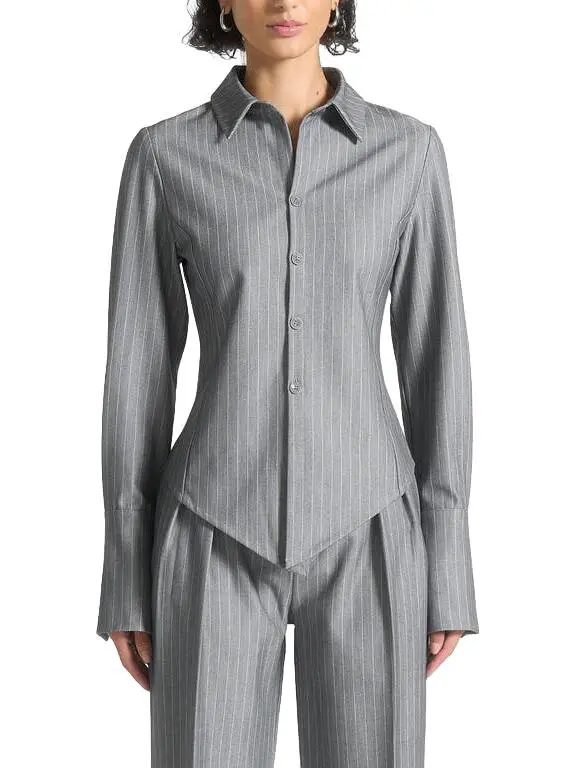 Manière De Voir Sonia Pinstripe Angled Shirt - Grey