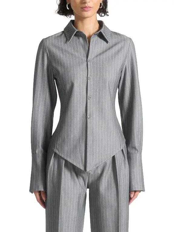 Manière De Voir Sonia Pinstripe Angled Shirt - Grey