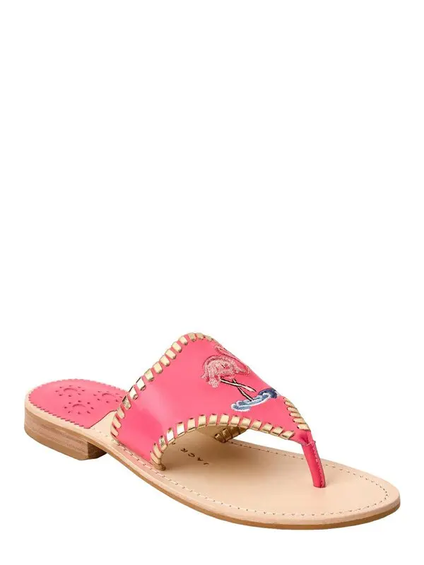 Jack Rogers Embroidered Flamingo Sandal - Hot Pink Multi