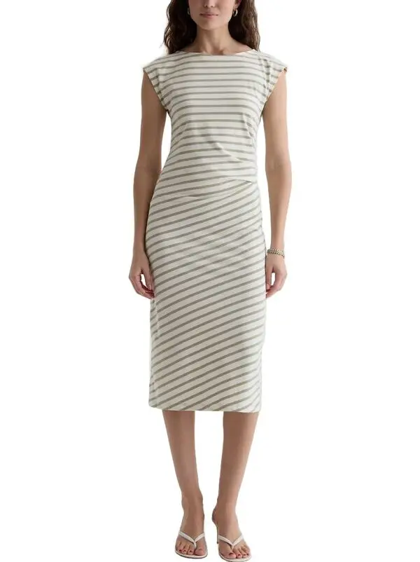 Ag Ruched Stripe T-shirt Midi Dress - Powder/spruce Green