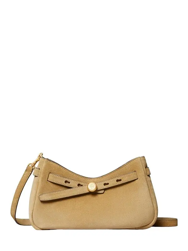 Tory Burch Romy Zip Top Suede Crossbody Bag - Butter