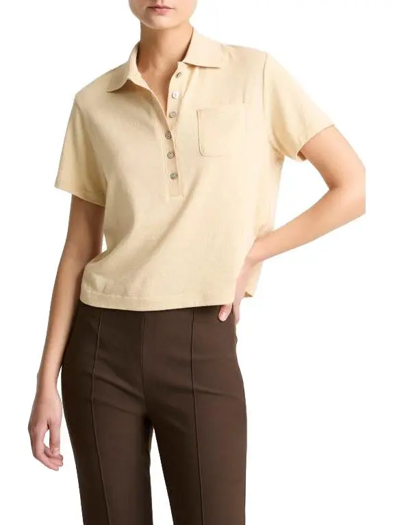 Vince Pocket Crop Cotton Polo - Chamomile
