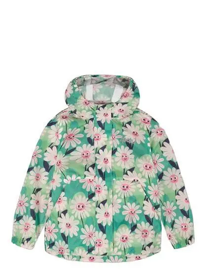 DEUX PAR DEUX Packable Smiling Flower Print Windbreaker - Green Smiling Flower Print