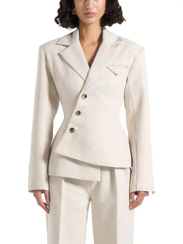 Manière De Voir Thalia Asymmetric Double Breasted Blazer - Light Beige