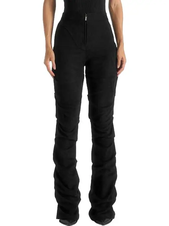 Manière De Voir Tacked Suede Flared Trousers - Black