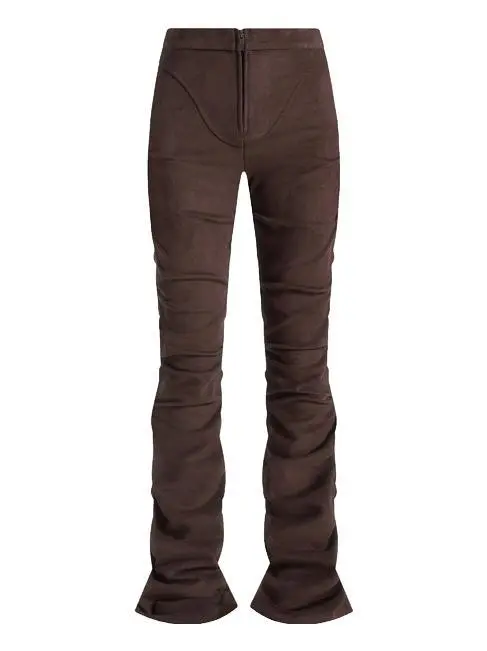 Manière De Voir Tacked Suede Flared Trousers - Brown