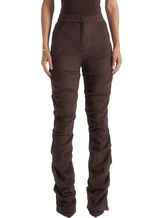 Manière De Voir Tacked Suede Flared Trousers - Brown