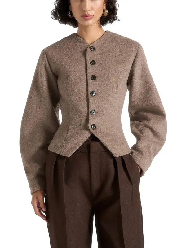 Manière De Voir Wool Hourglass Jacket - Taupe