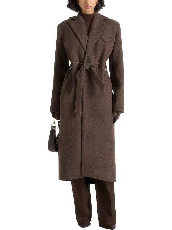 Manière De Voir Wool Longline Belted Coat - Brown