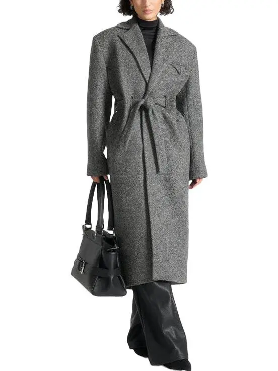 Manière De Voir Wool Longline Belted Coat - Grey