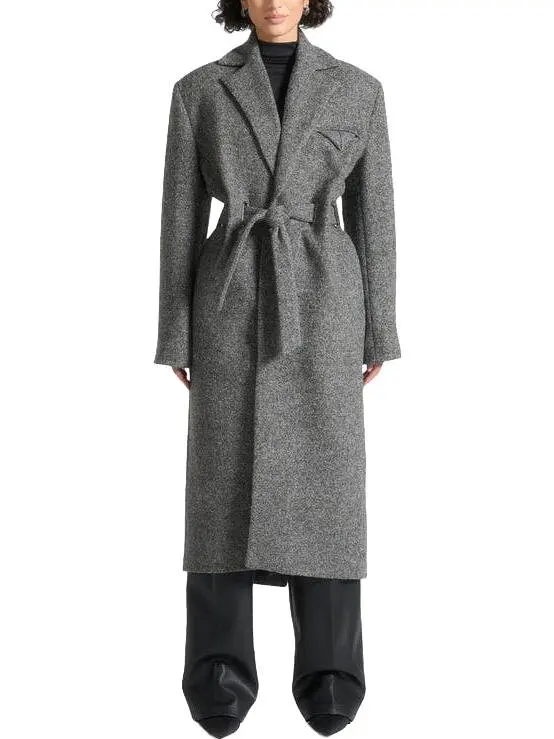 Manière De Voir Wool Longline Belted Coat - Grey