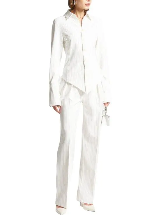 Manière De Voir Pinstripe Twin Pleat Tailored Trousers - White
