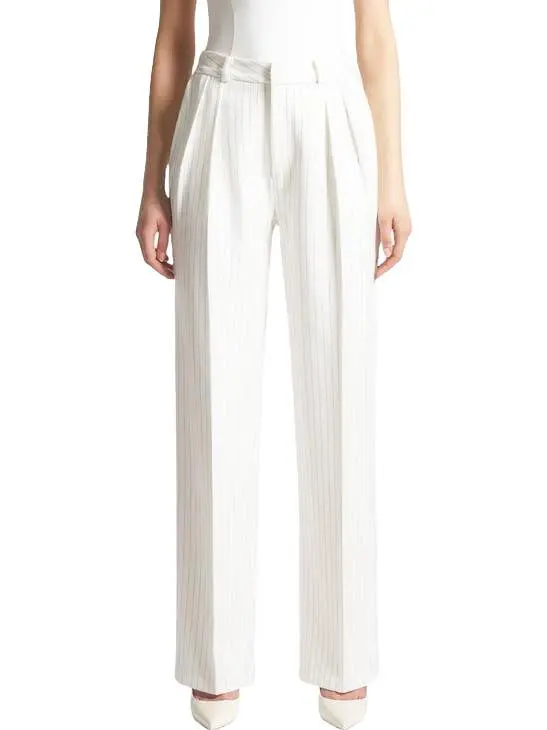 Manière De Voir Pinstripe Twin Pleat Tailored Trousers - White