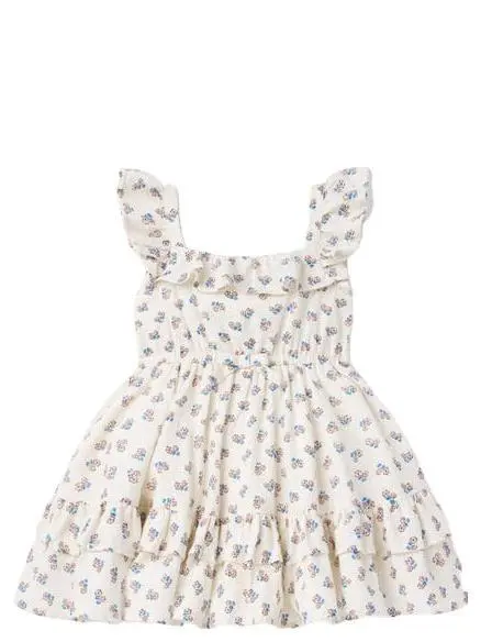 Janie And Jack Floral Ruffle Dress - Ivory