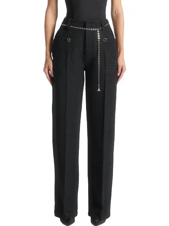 Manière De Voir Nathalie Tweed Trousers With Belt - Black