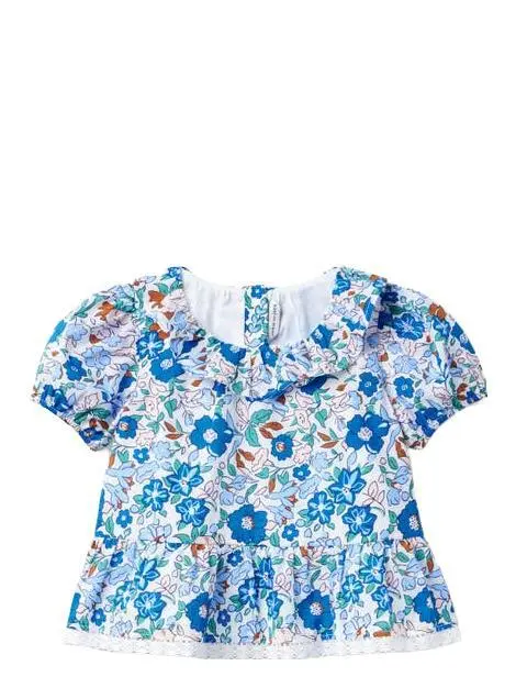 Janie And Jack Floral Ruffle Peplum Top - Blue
