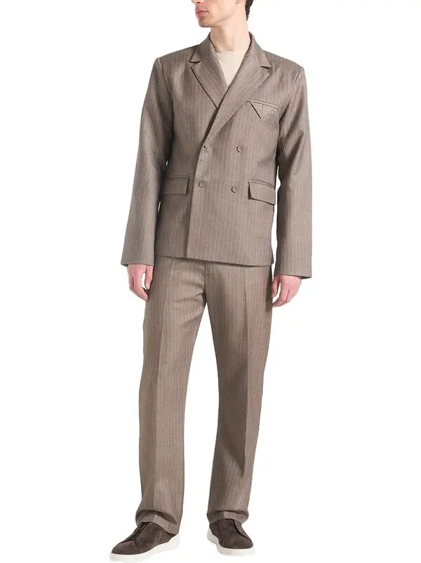 Manière De Voir Didier Double Breasted Pinstripe Suit Jacket - Taupe