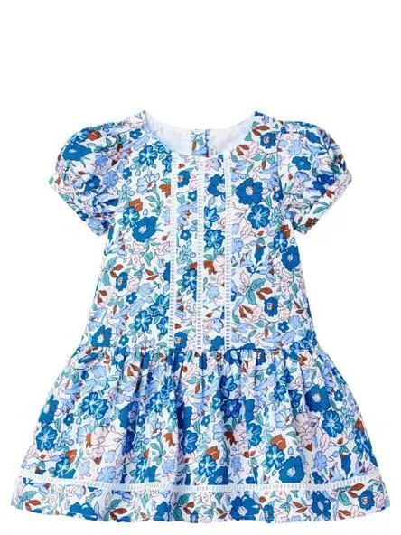 Janie And Jack Floral Corduroy Dress - Blue