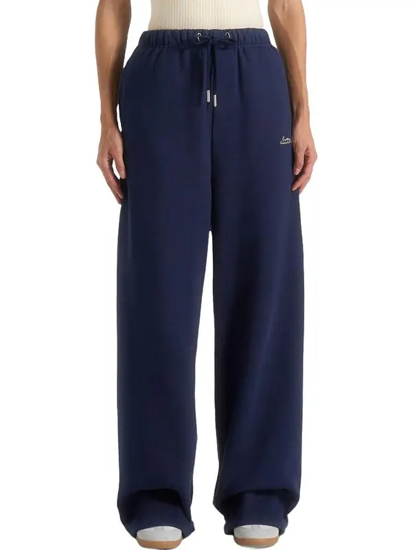 Manière De Voir Signature Wide-leg Sweatpants - Navy