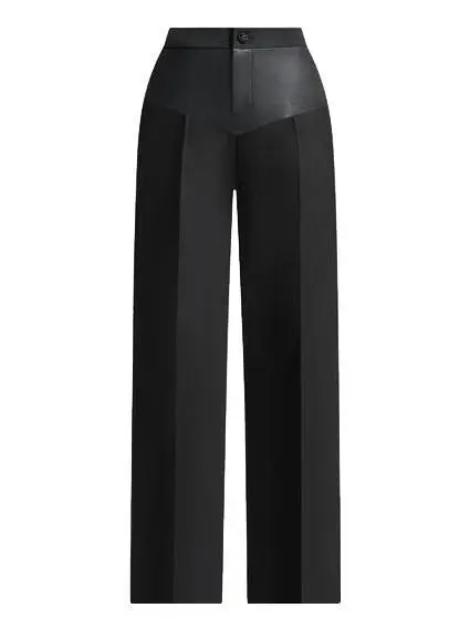 Manière De Voir Leather Panel Tailored Trousers - Black