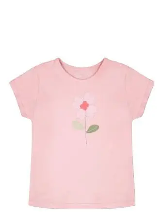 DEUX PAR DEUX Organic Cotton Jersey Flower Short Sleeve T-shirt - Dusty Pink
