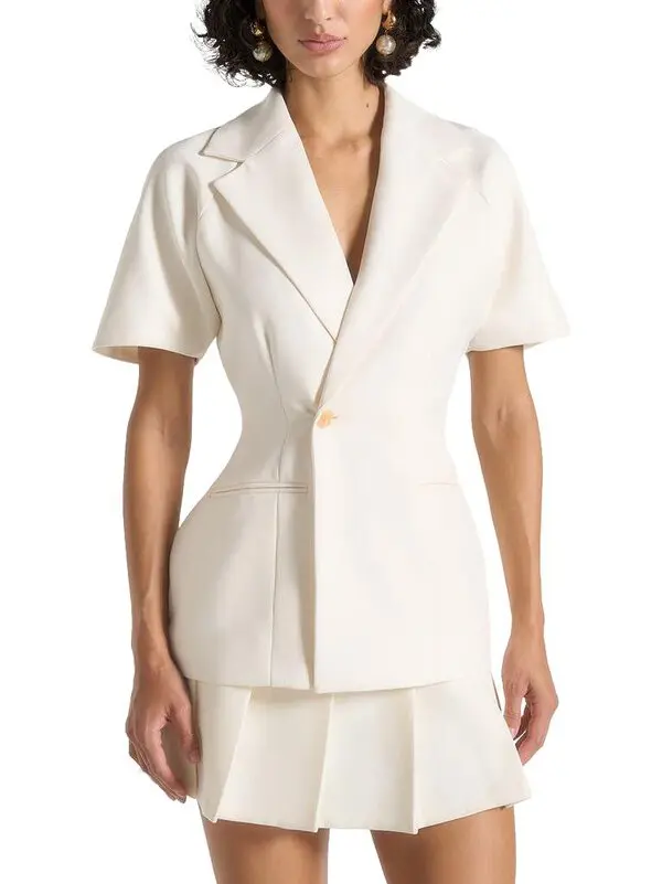 Manière De Voir Double Breasted Short Sleeve Blazer - Cream