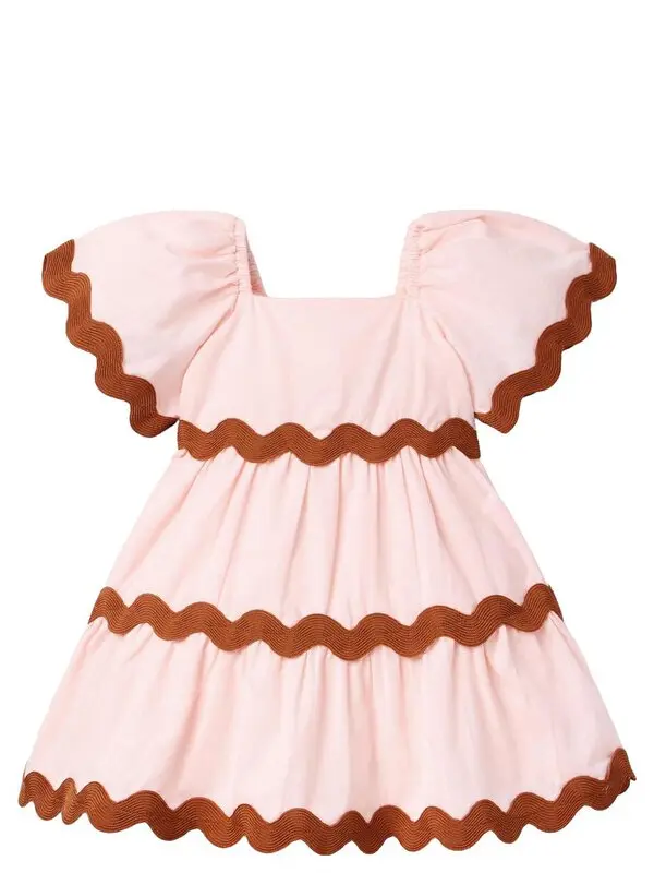 Janie And Jack Ric Rac Trimmed Cotton Dress - Pink