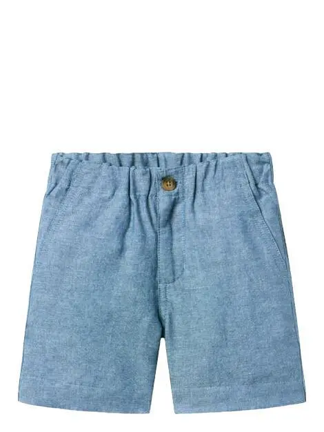 Janie And Jack Below-the-knee Linen-cotton Short - Blue