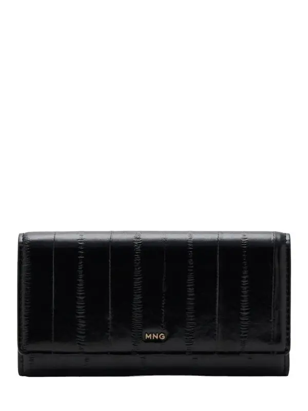Mango Textured Flap Clutch - Black