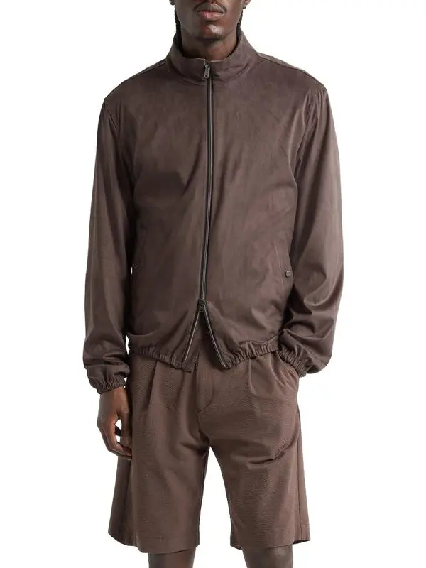 Herno Faux Suede Bomber Jacket - Chocolate