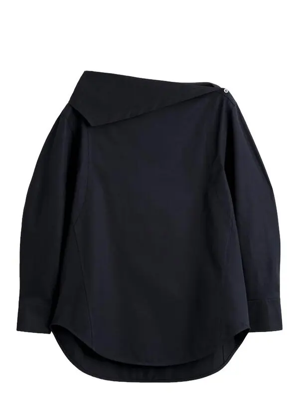 Cos Asymmetric Cotton Blouse - Navy