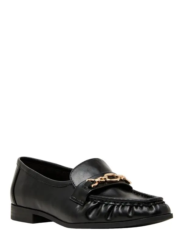Anne Klein Loafer With Bit Hardware - Black Smooth