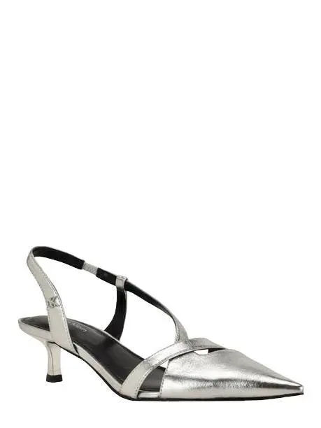 Calvin Klein Arlanna Slingback Kitten Heel Pumps - Silver Metallic