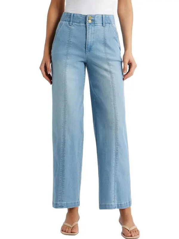 Wit & Wisdom Emma Skyrise Seamed Wide Leg Jeans - Powder Blue Artisanal