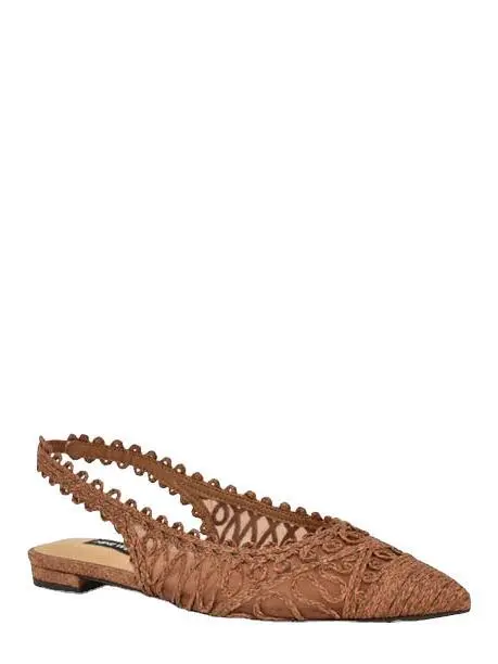 Nine West Jovias Slingback Pointed Toe Flat - Dark Brown
