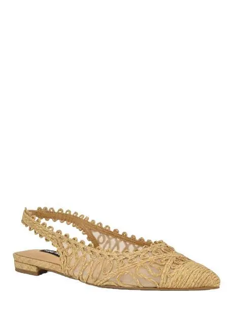 Nine West Jovias Slingback Pointed Toe Flat - Light Natural