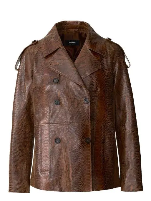 Mackage Dolores Double-breasted Leather Coat - Umber