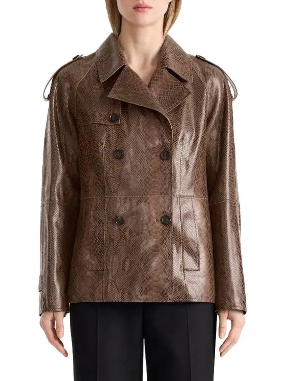 Mackage Dolores Double-breasted Leather Coat - Umber