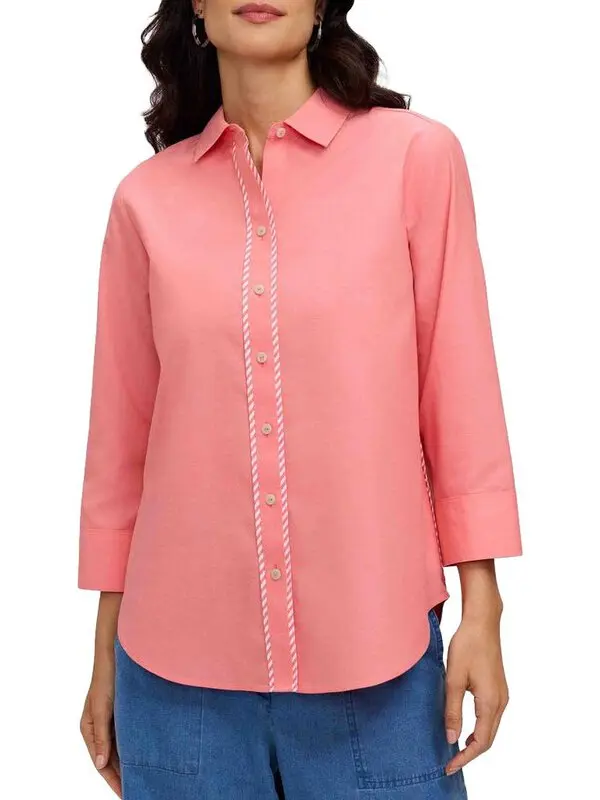 Foxcroft Marni Trim Shirt - Coral Reef Red