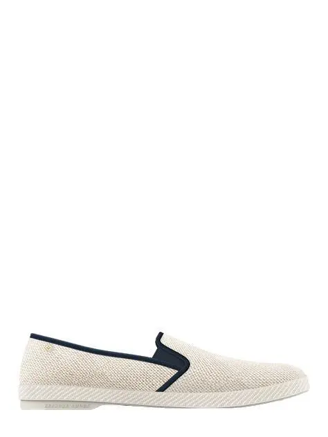 Rivieras Classic Raffia Textured Loafer - Ivory Navy